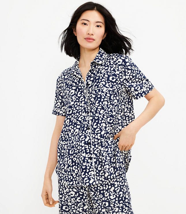 Petite Leopard Print Pajama Top
