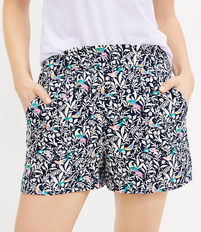 Fluid Pull On Shorts in Bird Print
