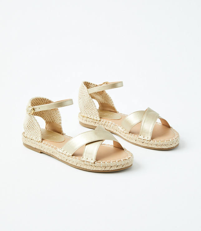 Metallic Criss Cross Espadrille Sandals