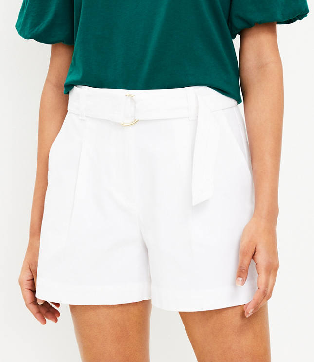 Petite Belted Pleated Shorts