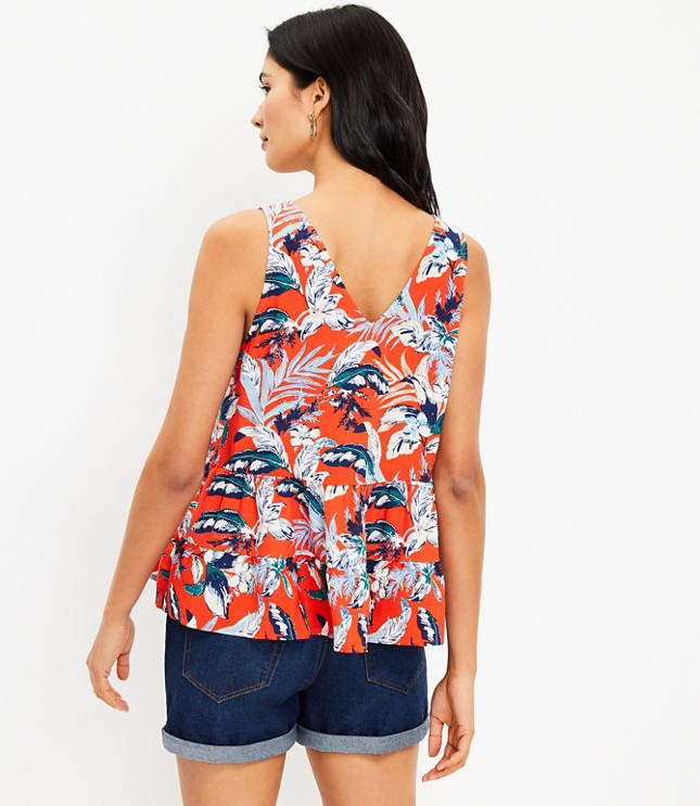 Petite Botanical Double V Peplum Shell