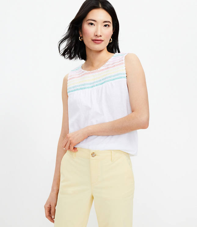 Petite Stitchy Smocked Shell