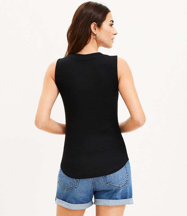 Ribbed Button Tank Top