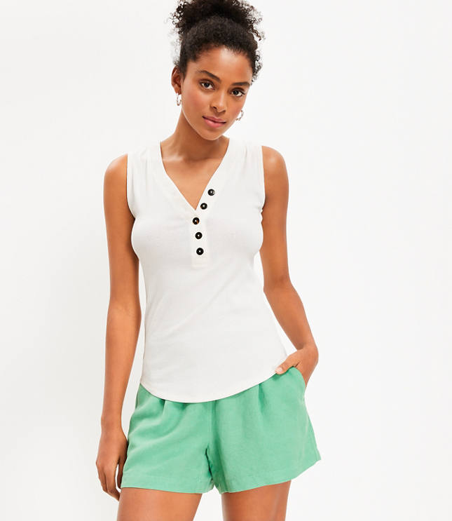 Ribbed Button Tank Top