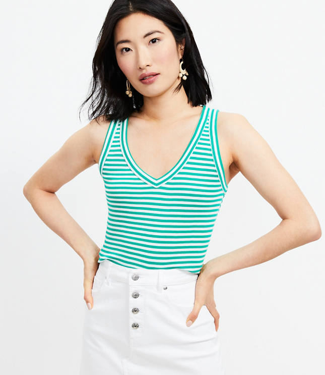 Striped Essential V-Neck Tank