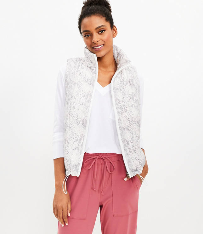 Lou & Grey Snake Print Puffer Vest