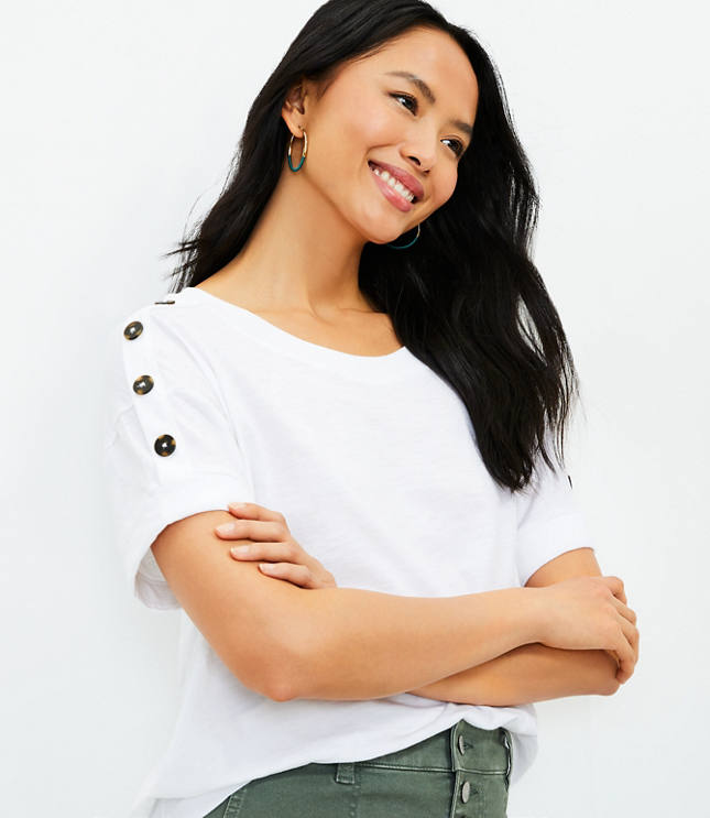 Petite Shoulder Button Tee