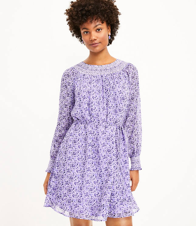 Vine Smocked Flounce Dress