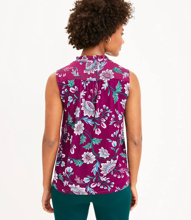 Floral Lace Trim Mixed Media Shell