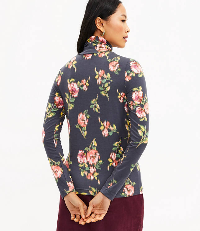 Petite Floral Turtleneck Top