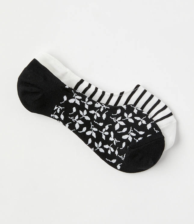 Floral & Stripe No Show Sock Set