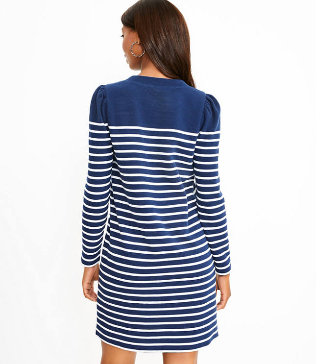 Striped Shoulder Button Dress