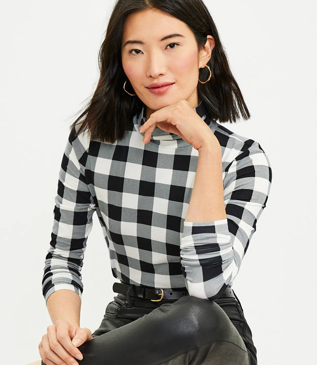 Buffalo Plaid Long Sleeve Turtleneck