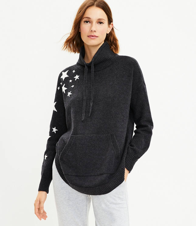 Lou & Grey Star Drawstring Neck Pocket Sweater