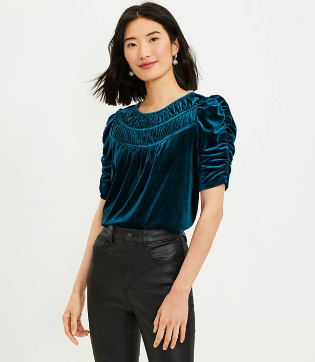Ruched Velvet Top