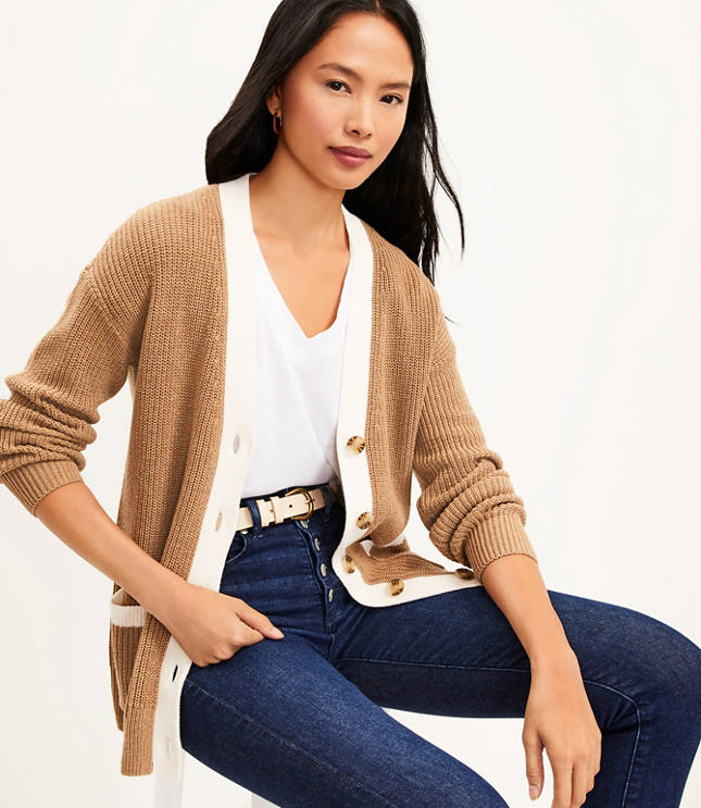 Petite Tipped Boyfriend Cardigan