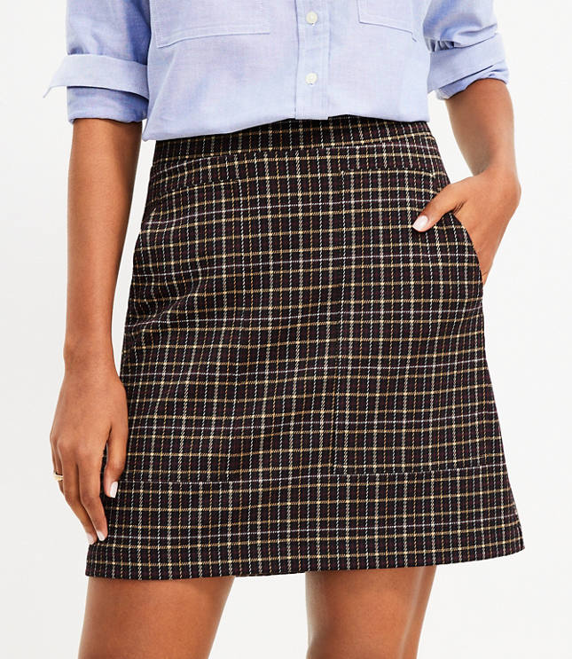 Tall Plaid Pocket Shift Skirt