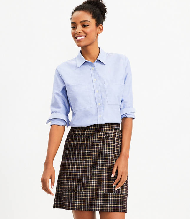 Petite Plaid Pocket Shift Skirt