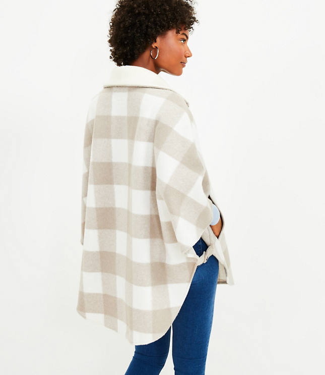 Buffalo Plaid Zip Pocket Poncho
