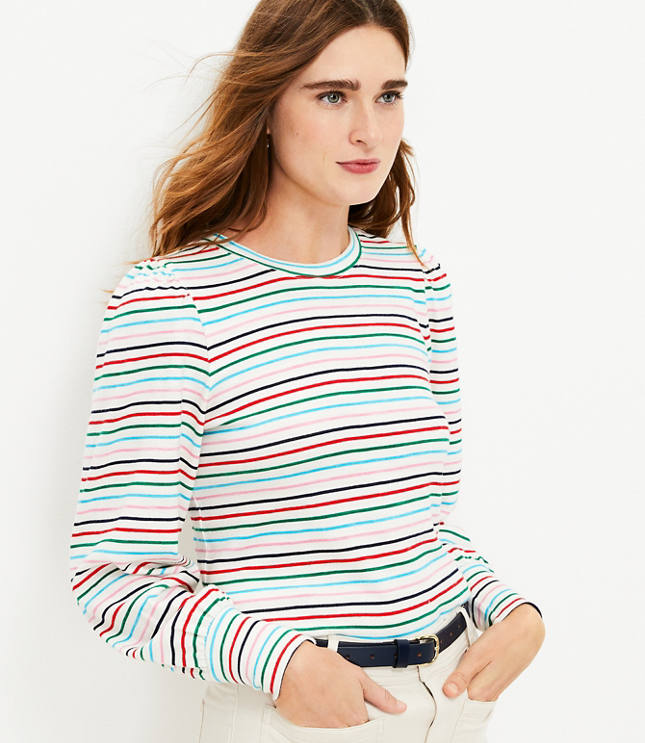 Striped Puff Sleeve Sweatshirt