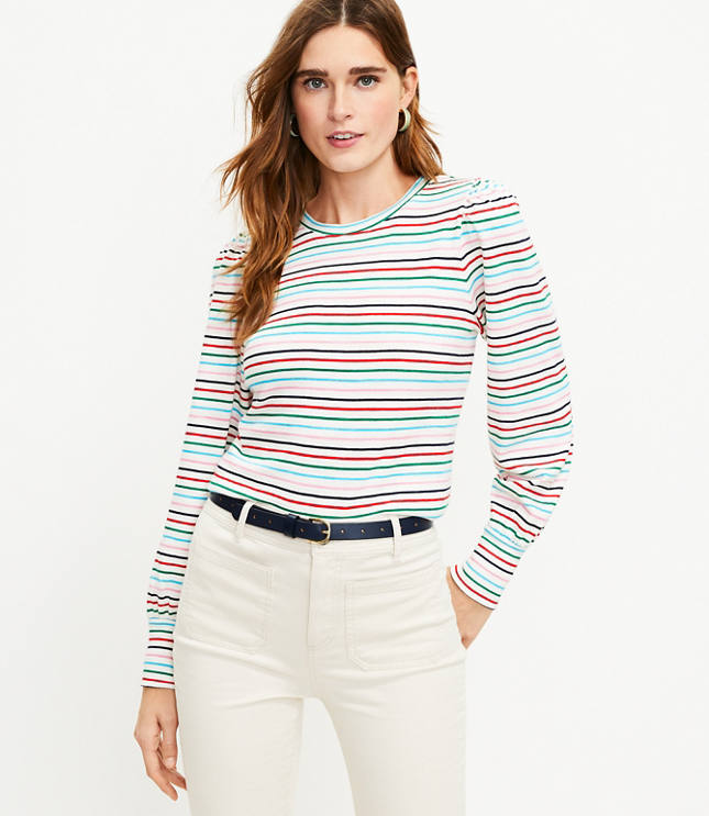 Striped Puff Sleeve Sweatshirt
