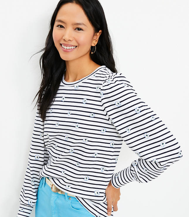 Striped Puff Sleeve Sweatshirt