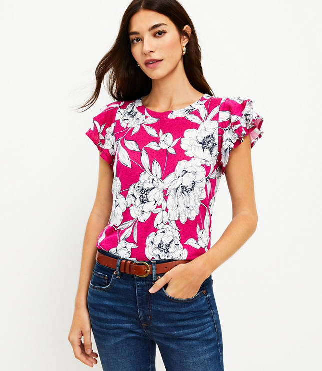Peony Garden Tiered Ruffle Sleeve Tee