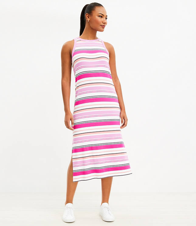 Stripe Ribbed Tank Midi Dress