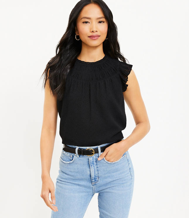 Gathered Yoke Ruffle Shell