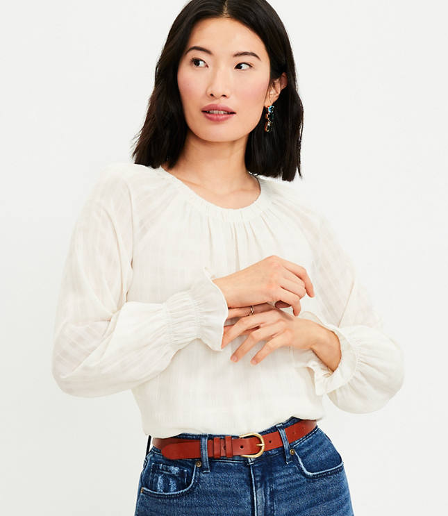 Petite Smocked Cuff Blouse