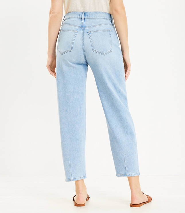 High Rise Barrel Jeans in Vivid Light Indigo Wash