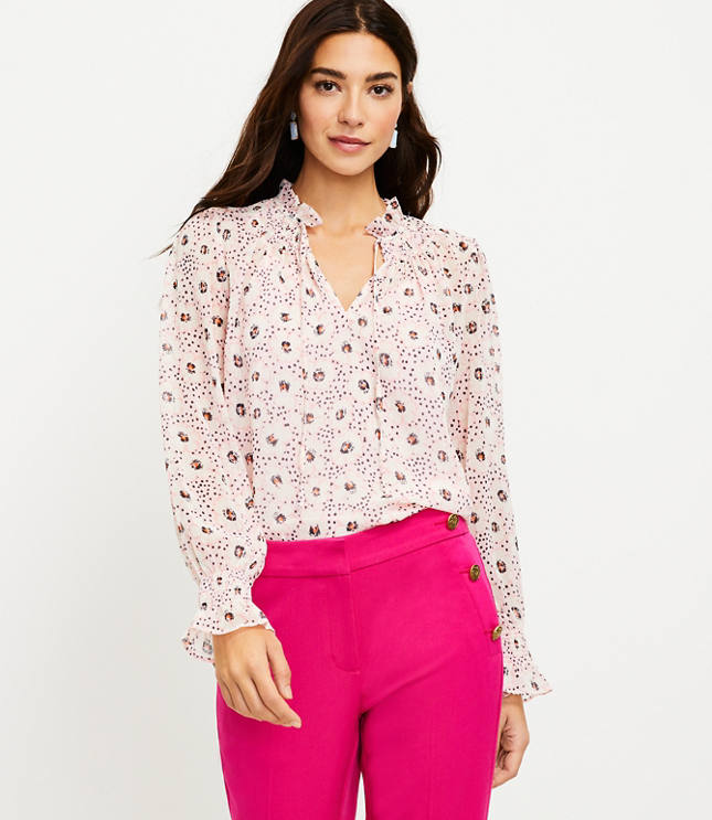 Daisy Ruffle Tie Neck Blouse