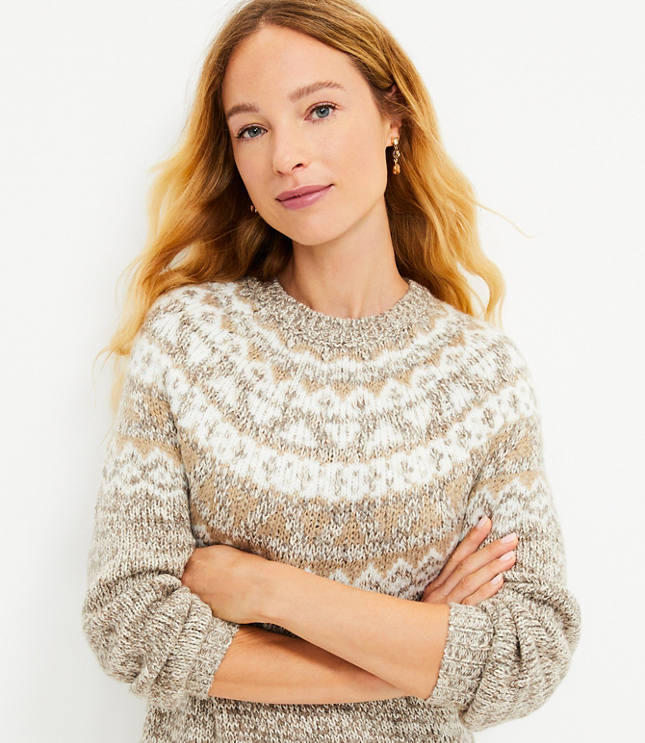 Petite Fair Isle Mock Neck Sweater Dress