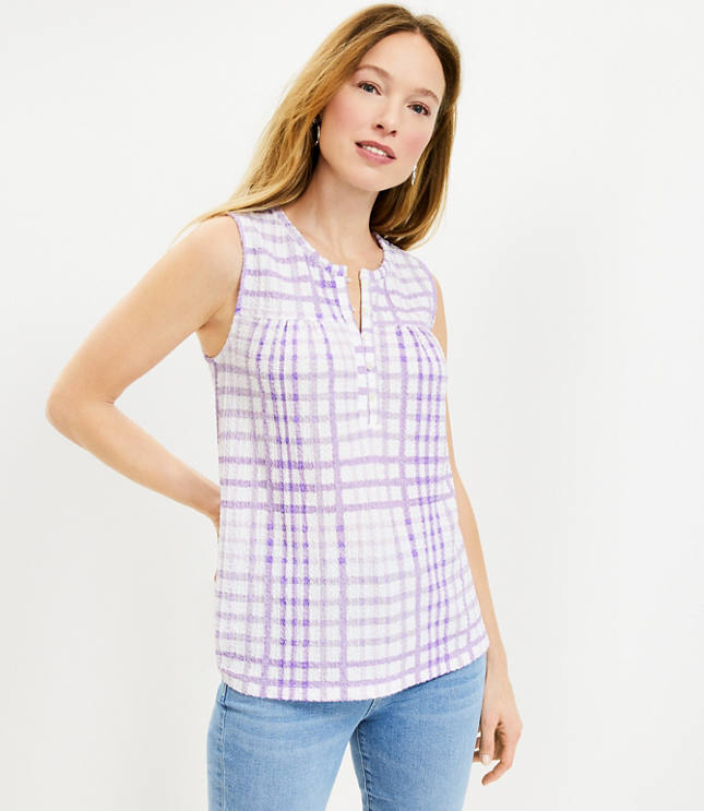 Striped Shirred Button Shell