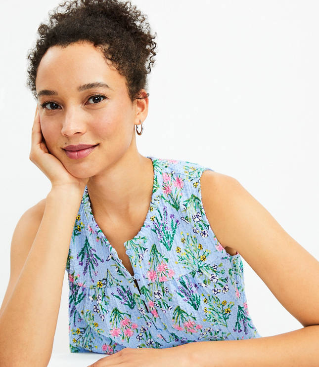 Bouquet Shirred Button Shell