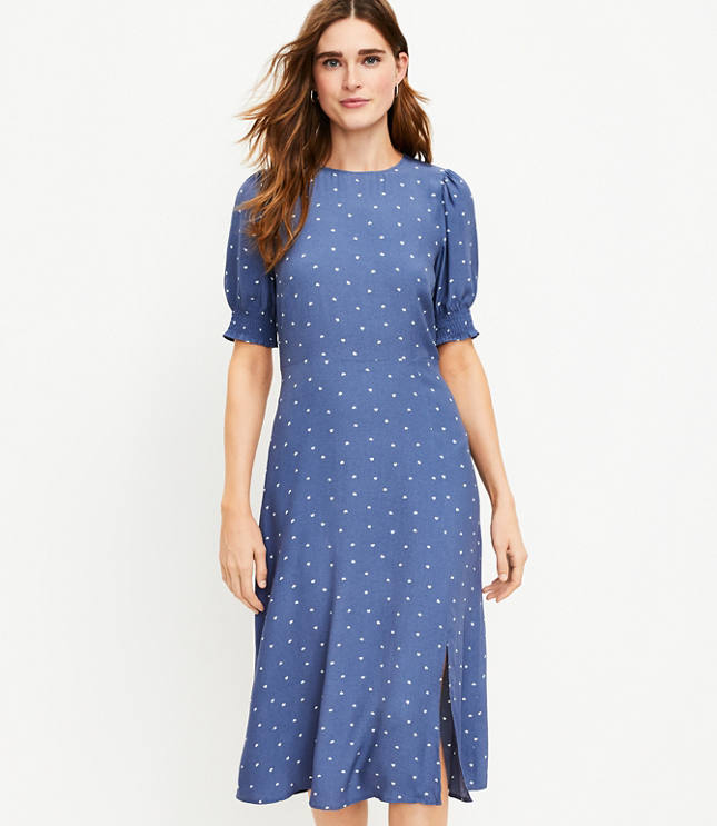 Petite Heart Smocked Cuff Midi Dress