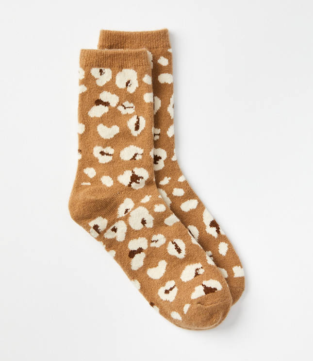Leopard Print Crew Socks