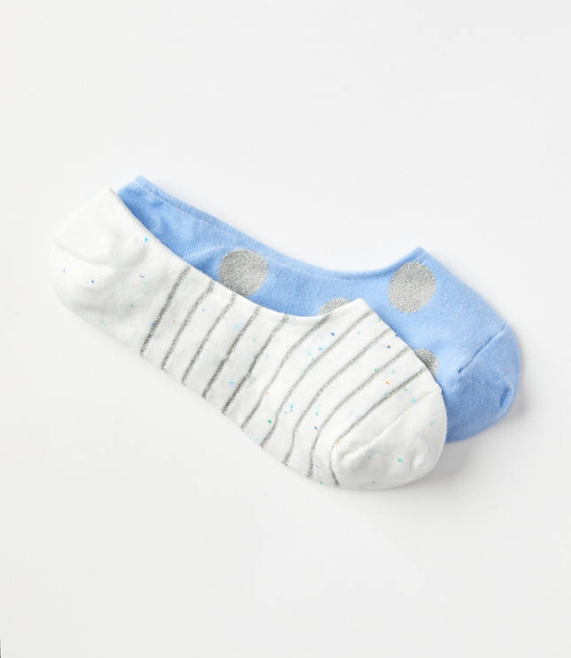 Shimmer Stripe & Dot No Show Sock Set