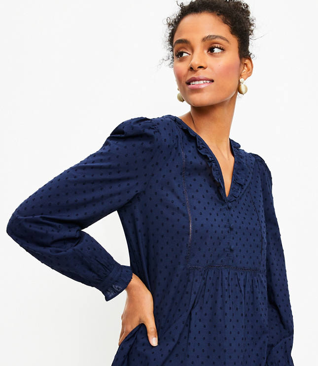 Petite Clip Ruffle Bib Blouse