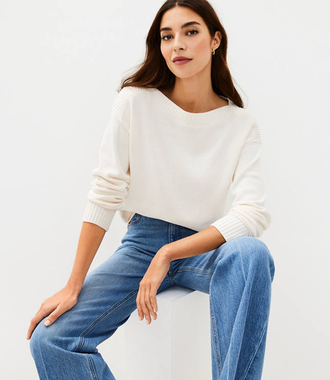 Drop Shoulder Boatneck Sweater