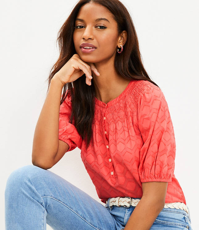 Smocked Button Top