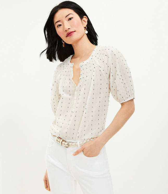 Clip Smocked Button Top