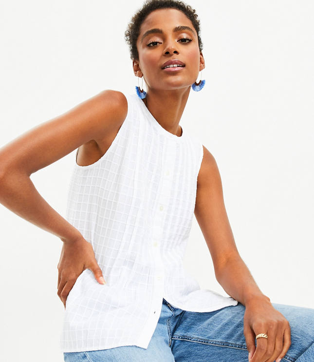 Pintucked Button Shell