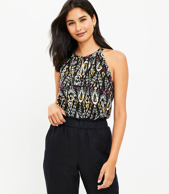 Ikat Split Neck Halter Top