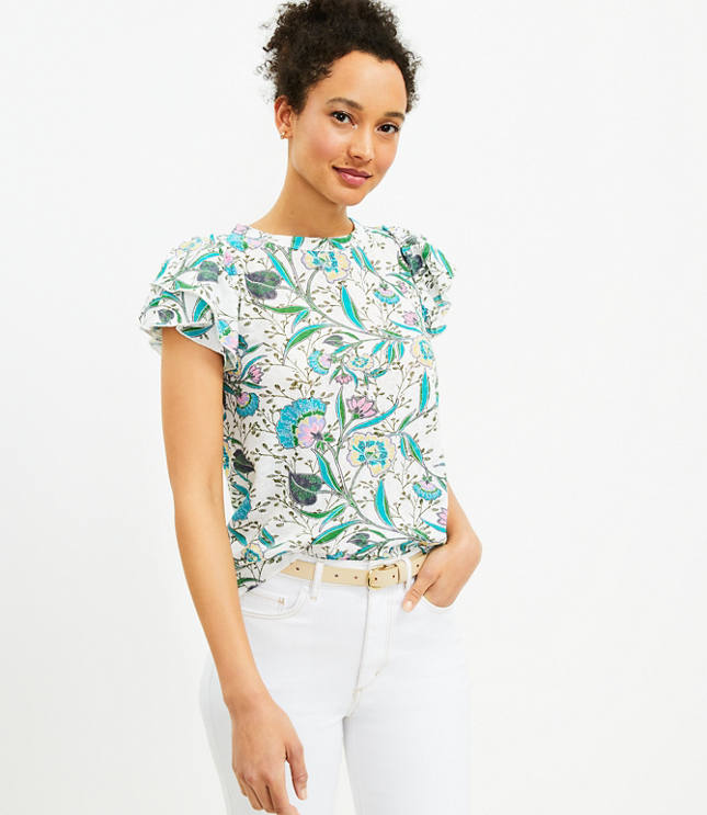 Floral Tiered Ruffle Sleeve Tee