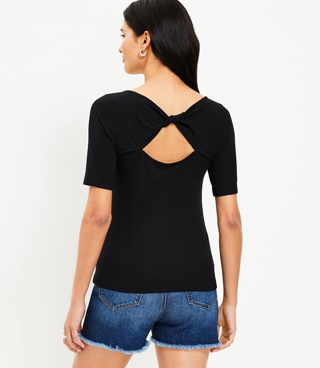 Ribbed Twist Open Back Top