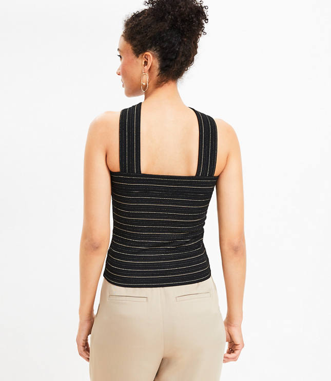 Jacquard Smocked Crossover Halter Top