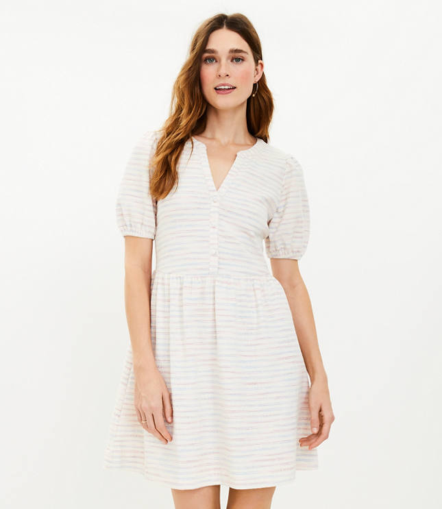 Petite Spacedye Stripe Swing Shirtdress