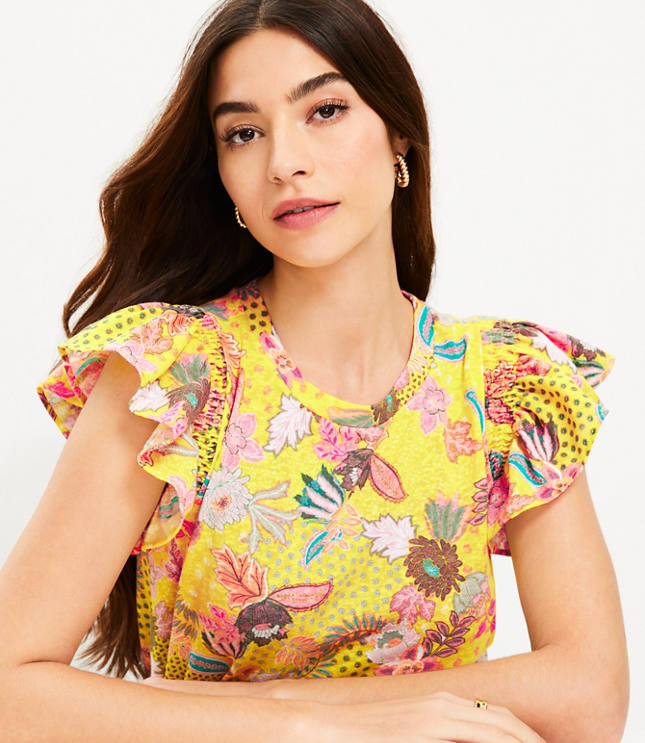 Floral Ruffle Sleeve Tee