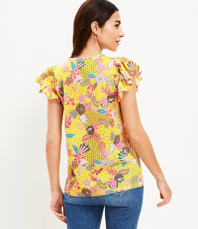 Floral Ruffle Sleeve Tee
